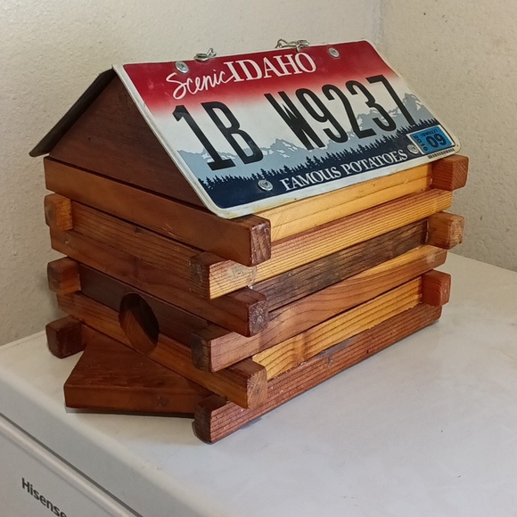 Handmade | Other | Idaho Wood Birdhouse Handmade License Plate Garden ...